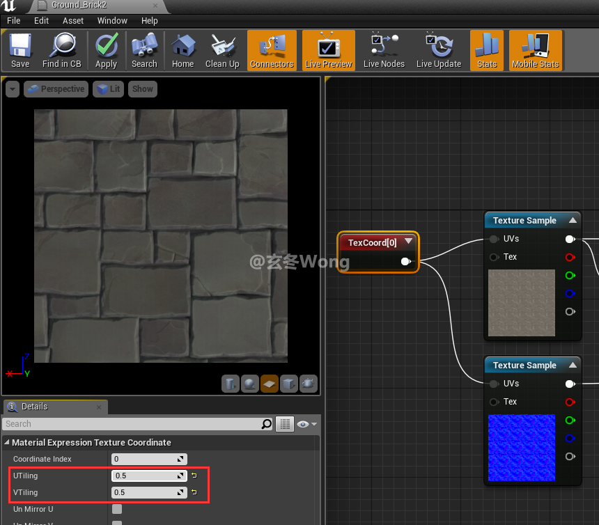 [ue4]如何伸缩texture 设置texture的平铺倍数